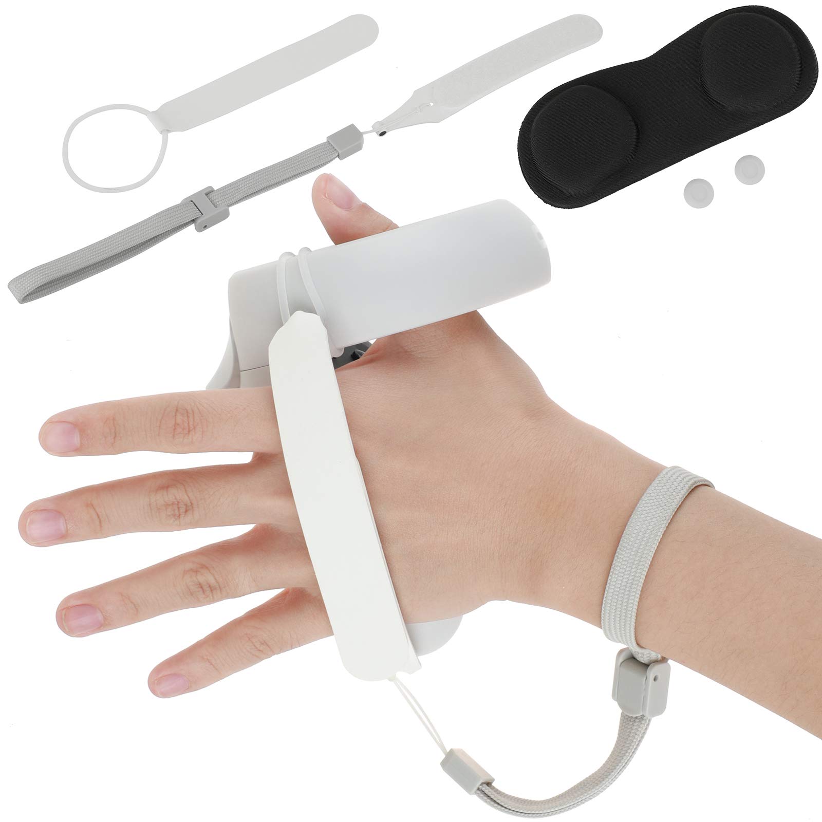 Esimen Knuckle Strap for Oculus Quest 2 with Adjustable Wrist Strap Button Cover Touch Controller Grip Accessories (White)