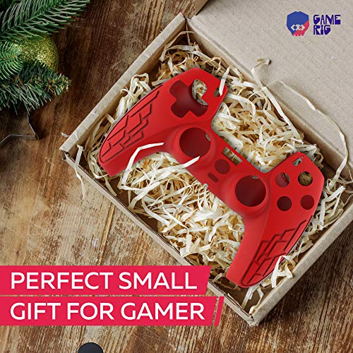 Game Rig PS5 Controller Cover - Dualsense Silicon Skin - Anti-Slip 100% Compatible Case - 360 Degree Gamepad Protector Red