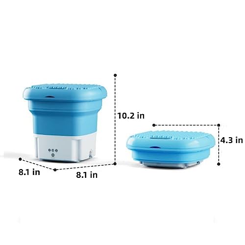 Folding Washing Machine, Small Portable Washing Machine, Underwear and Socks Dehydration Integrated Washing Machine，Mini Washer Suitable for Apartment Travel Camping RV Laundry (Blue)