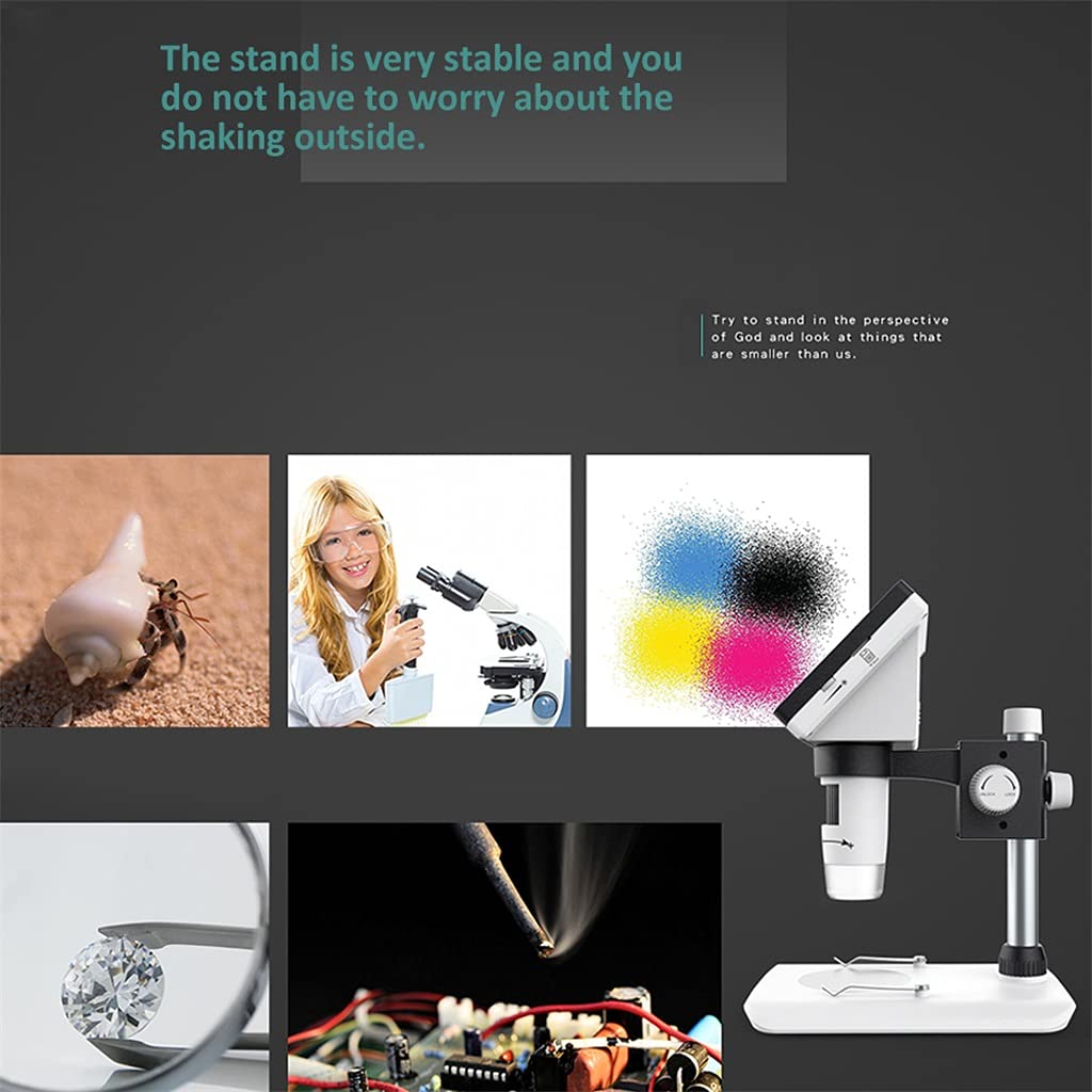 LXXSH Multifunction Digital LCD Desktop Microscope Portable 4.3 inches Electronic Biological Microscope Dual Power Supply Mode