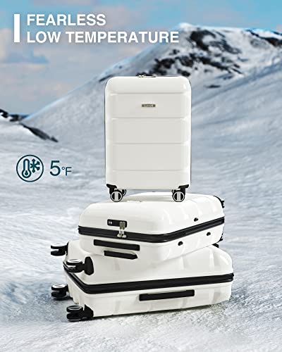 LUGGEX White Luggage Sets 3 Piece - Expandable Carry on Luggage Set with Spinner Wheels - Lightweight Versatile Shopping and Sightseeing.(White Suitcase)
