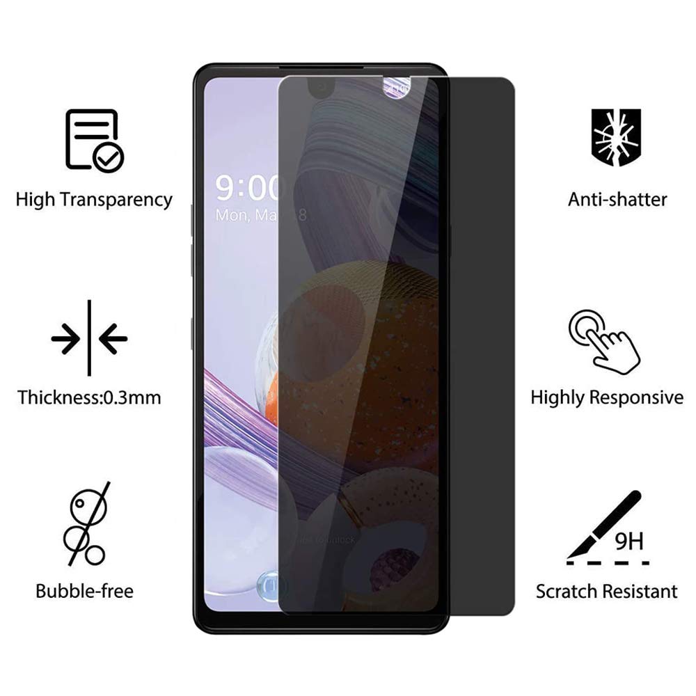 GLBLAUCK [2-Packs] Privacy Screen Protector for LG Stylo 6, Anti-Spy 9H Hardness Tempered Glass Screen Protectors for LG Stylo 6