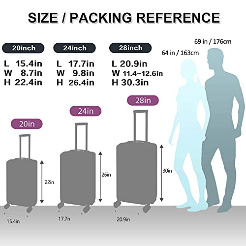 Tiktun Luggage Sets,PC+ABS Hardshell Lightweight Durable Spinner Wheels Suitcase, Blue, 3-Piece (20"/24"/28")