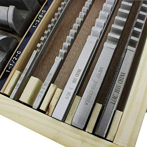 Keyway Broach Sets 30Pcs HSS Inch Industrial Tools for Lathe, B -1/8", B - 3/16", C - 1/4", C - 3/8", C - 5/16" Teeth Keyway Size