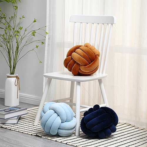 Petrella Knot Pillows Ball Round Throw Pillows Home Decor Cushion Decorative Aesthetic Throw Pillows,Caramel 8inch