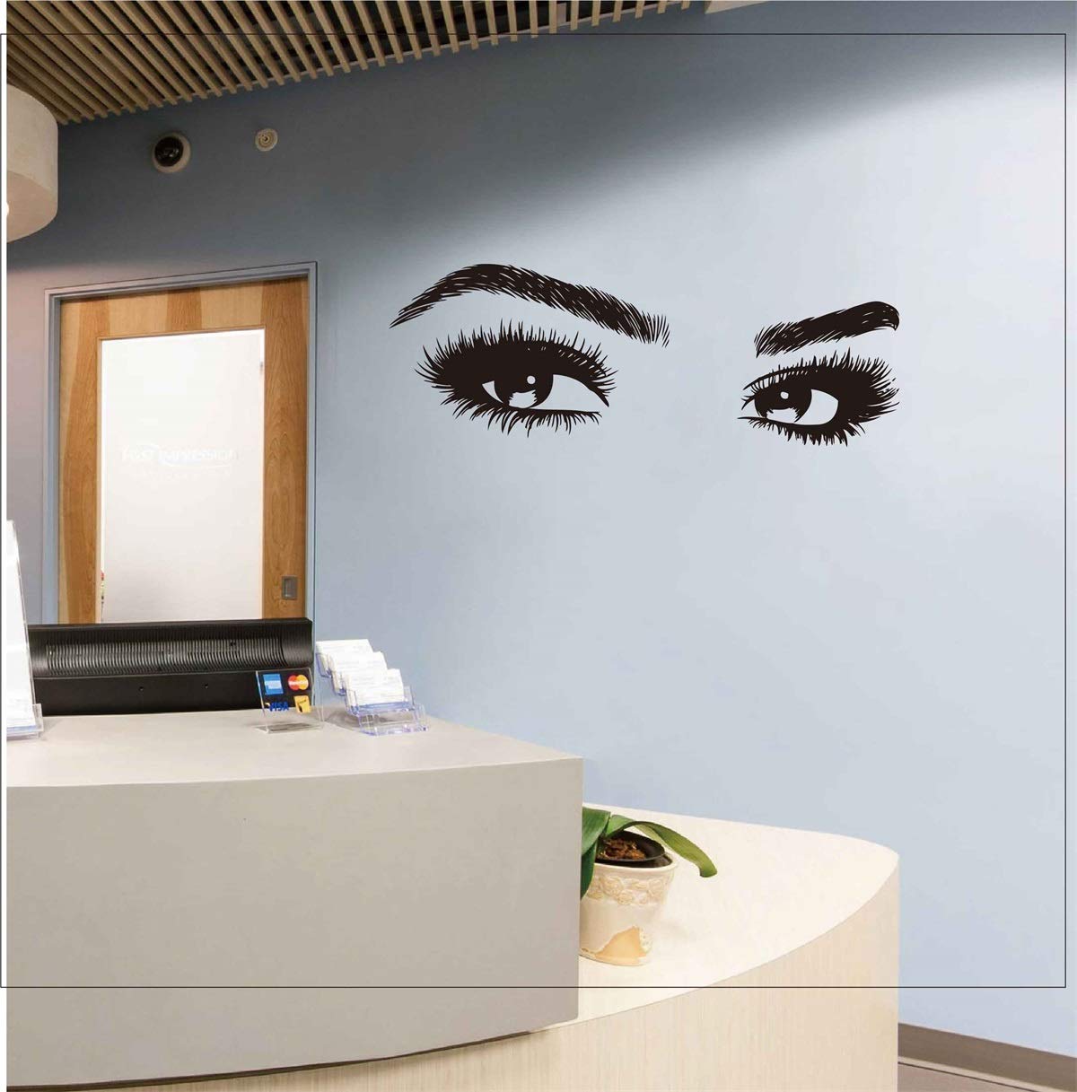 DXLING 42.5X15.3inches Beauty Salon Eyelashes Quote Eyebrow Wall Decor Stickers Make Up Eye Store Home Decoration Murals (LC464 Black)