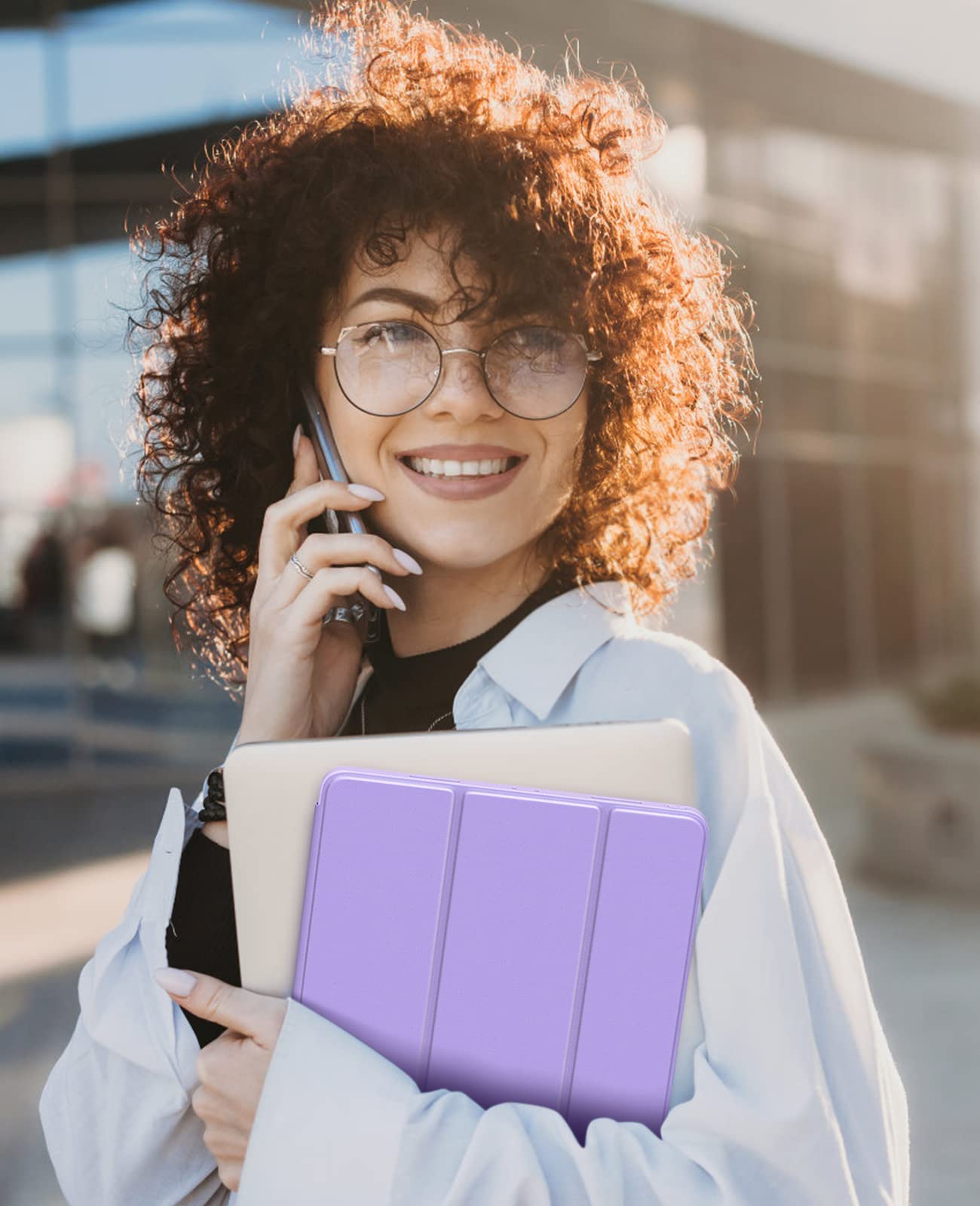 MoKo Case for iPad Pro 12.9 6th/5th/4th/3rd Generation 2022/2021/2020/2018, iPad Pro 12.9 Case with Pencil Holder, Stain Resistant Stand Case, Support Pecnil 2 Charging & Auto Wake/Sleep, Purple