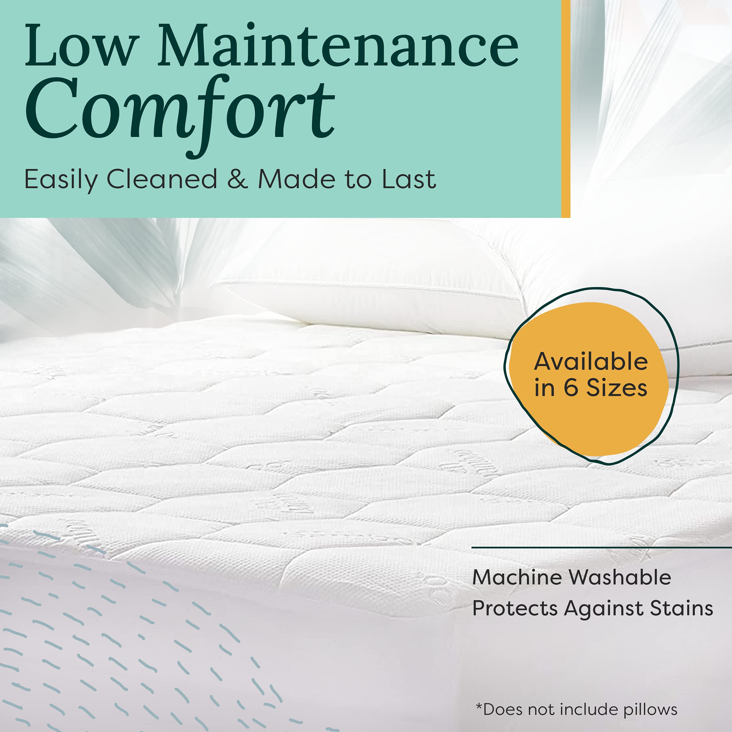 Zen Mattress Pad Cover - Cooling Bed Topper & Waterproof Protector w/Deep Pockets, King Size, White