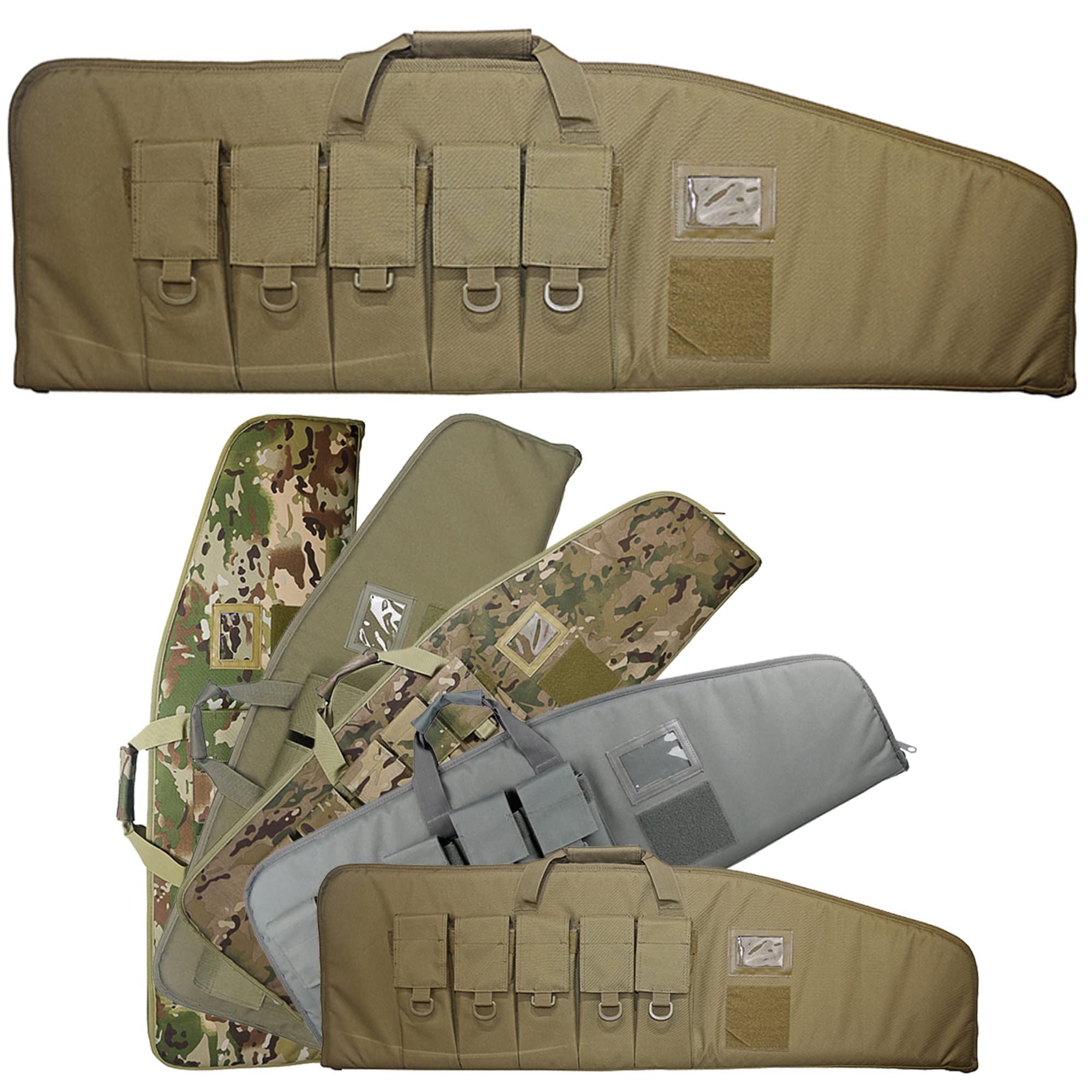 FieldTEQ Rifle Cases - Heavy-Duty, Waterproof Nylon, Shoulder Strap and 5 Pouch Rifle Case - Ideal for Soft Rifle Bag, Airsoft Gun Case, Hunting Gear - Camo 42"