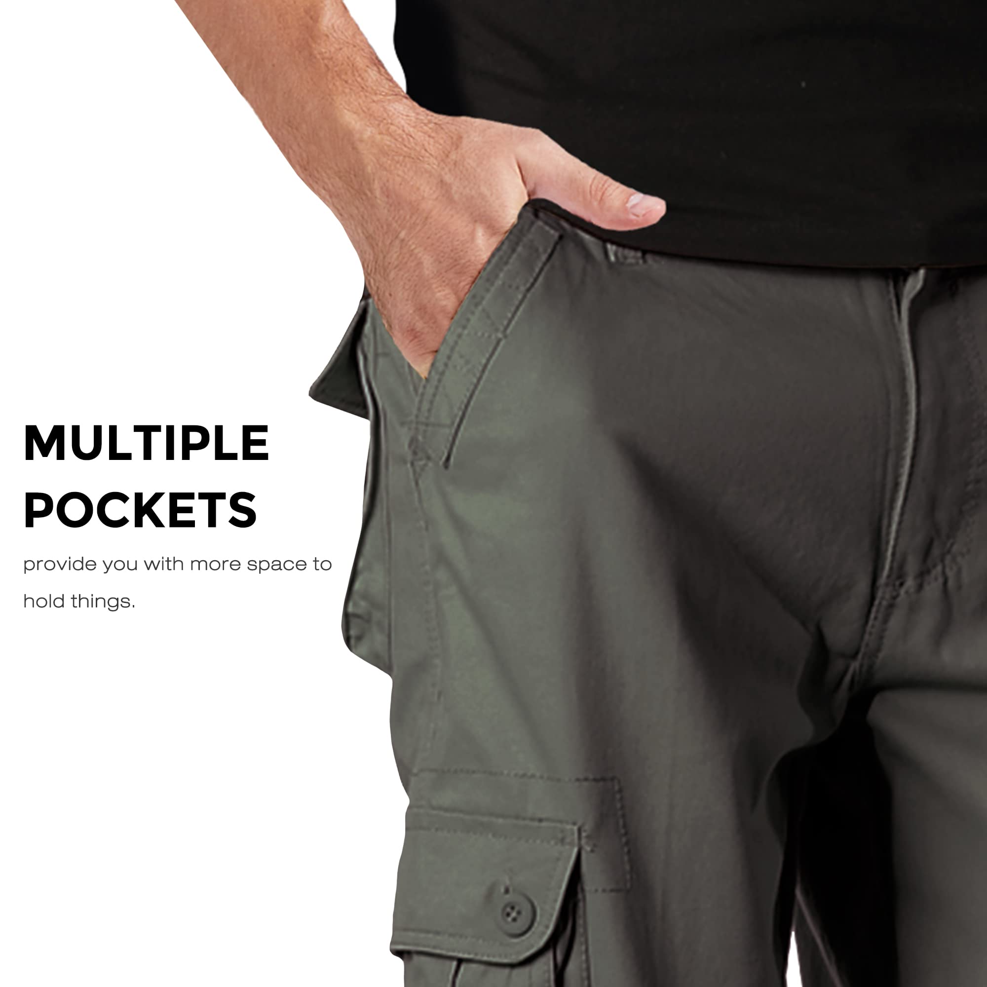 GLESTORE Cargo Pants for Men Relaxed Fit Baggy Hiking Pants Lightweight Tactical Pants with Pockets Green 32