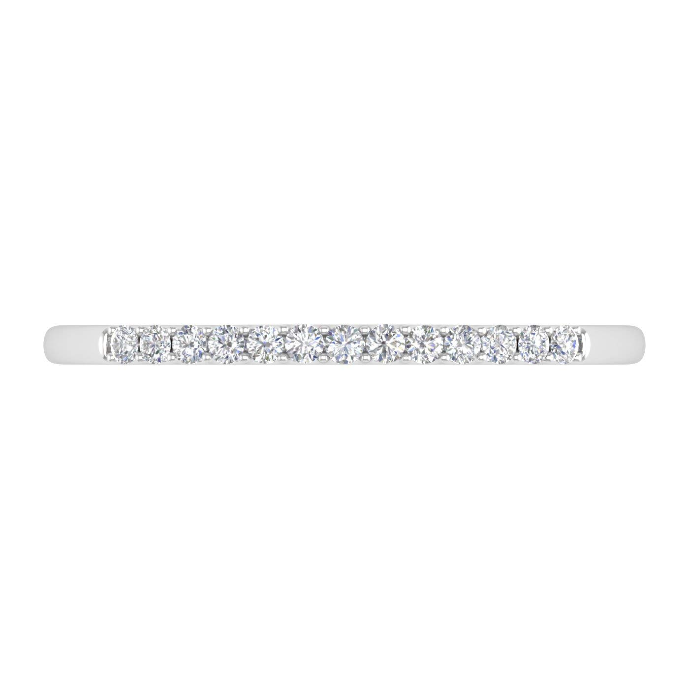FINEROCK 1/10 Carat Diamond Anniversary Ring Band in 10K White Gold (Ring Size 4)