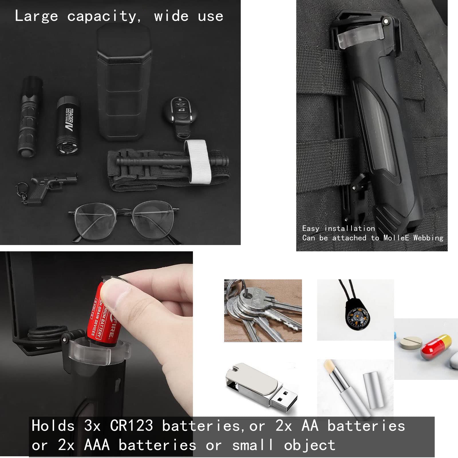 Hdlsina Battery Storage Case and Tactical Gear Case Hard Tool Box Secure Storage for AA, AAA, CR126 Batteries, Survival Gear (OD)