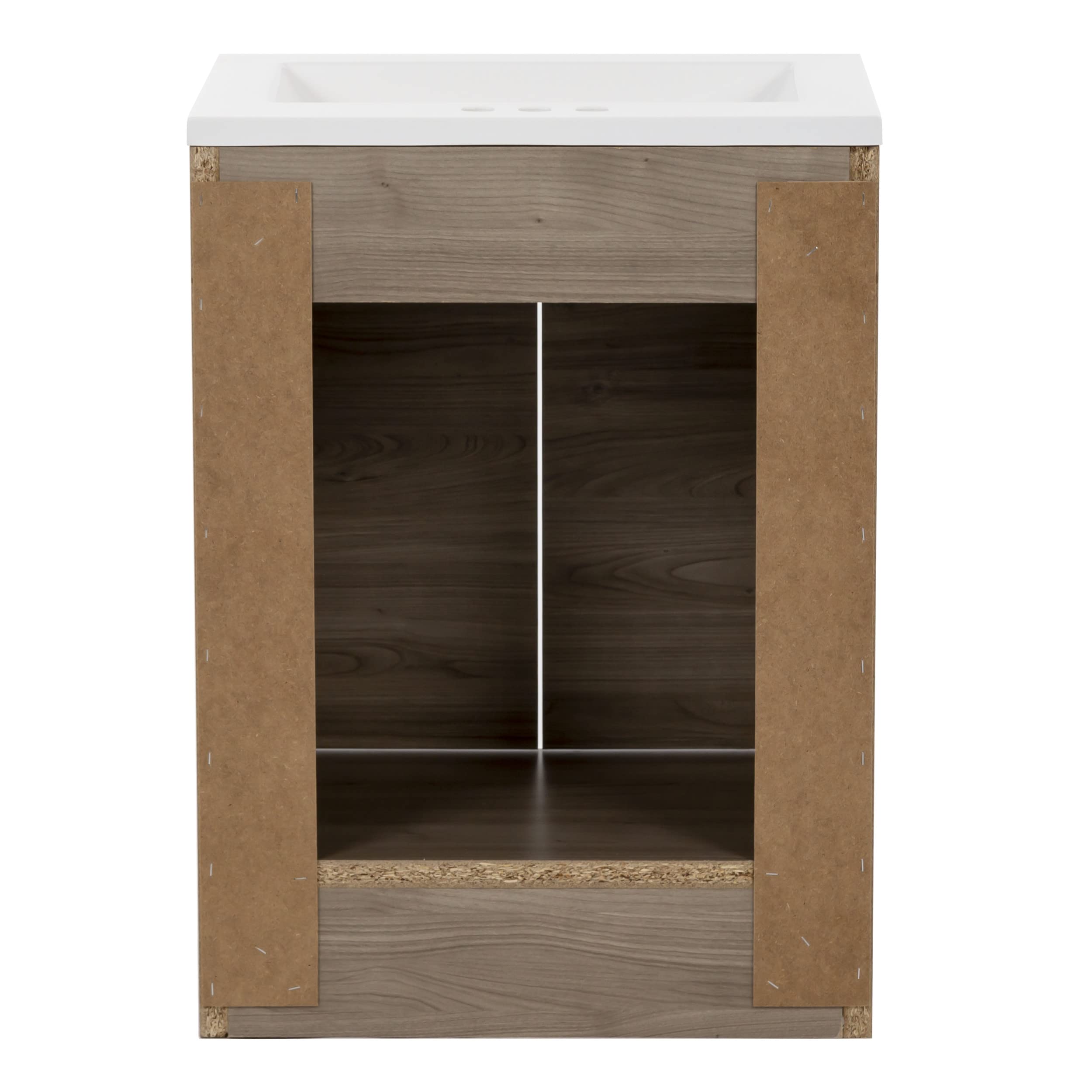 Spring Mill Cabinets Tarni Small Bathroom Vanity with 2-Door Cabinet and White Vanity Top with Sink, 24.5" W x 18.75" D x 32.89" H, Forest Elm