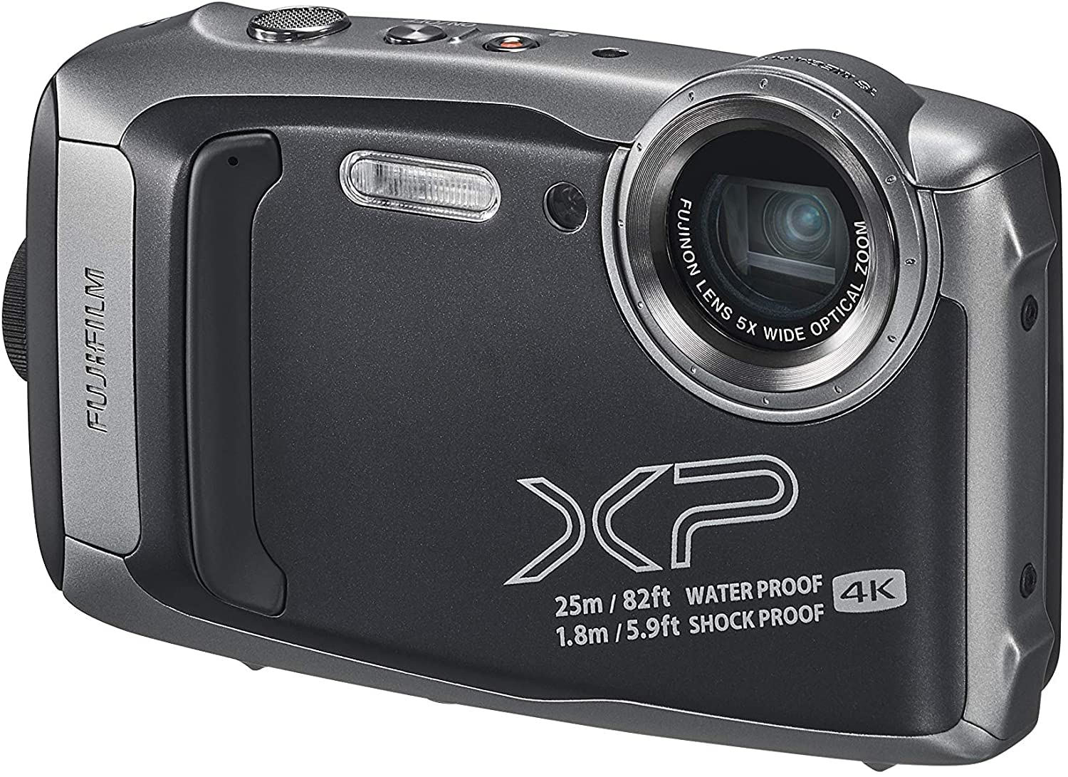 Fujifilm FinePix XP140 Waterproof Digital Camera (Dark Silver) Accessory Bundle with 64GB SD Card + Small Camera Case + Extra Battery + Battery Charger + Floating Strap + More