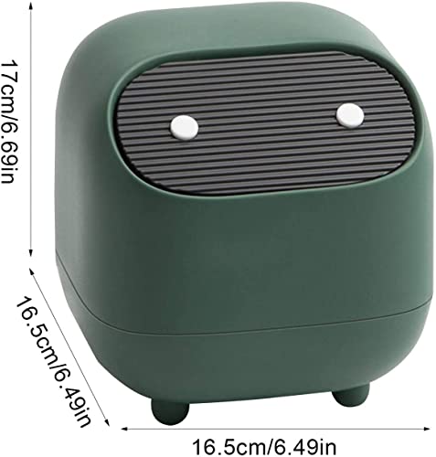 Yuzita Mini Trash Can with Lid Desk Small Plastic Trash Can Countertop Trash Can for Bathroom Dresser, Desk, Office or Coffee Table, with 100 Trash Bags (Green)