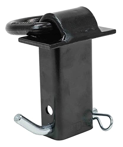 Mytee Products (4 Pack) Heavy Duty Adjustable Trailer Stake Pocket -Small 5/8 Inch Forged D Ring Black Powder Coated w/ 1/2" Hitch Pin, Load Limit 5400 lbs; 2 Adjustable Holes | Stake Pocket D-Ring