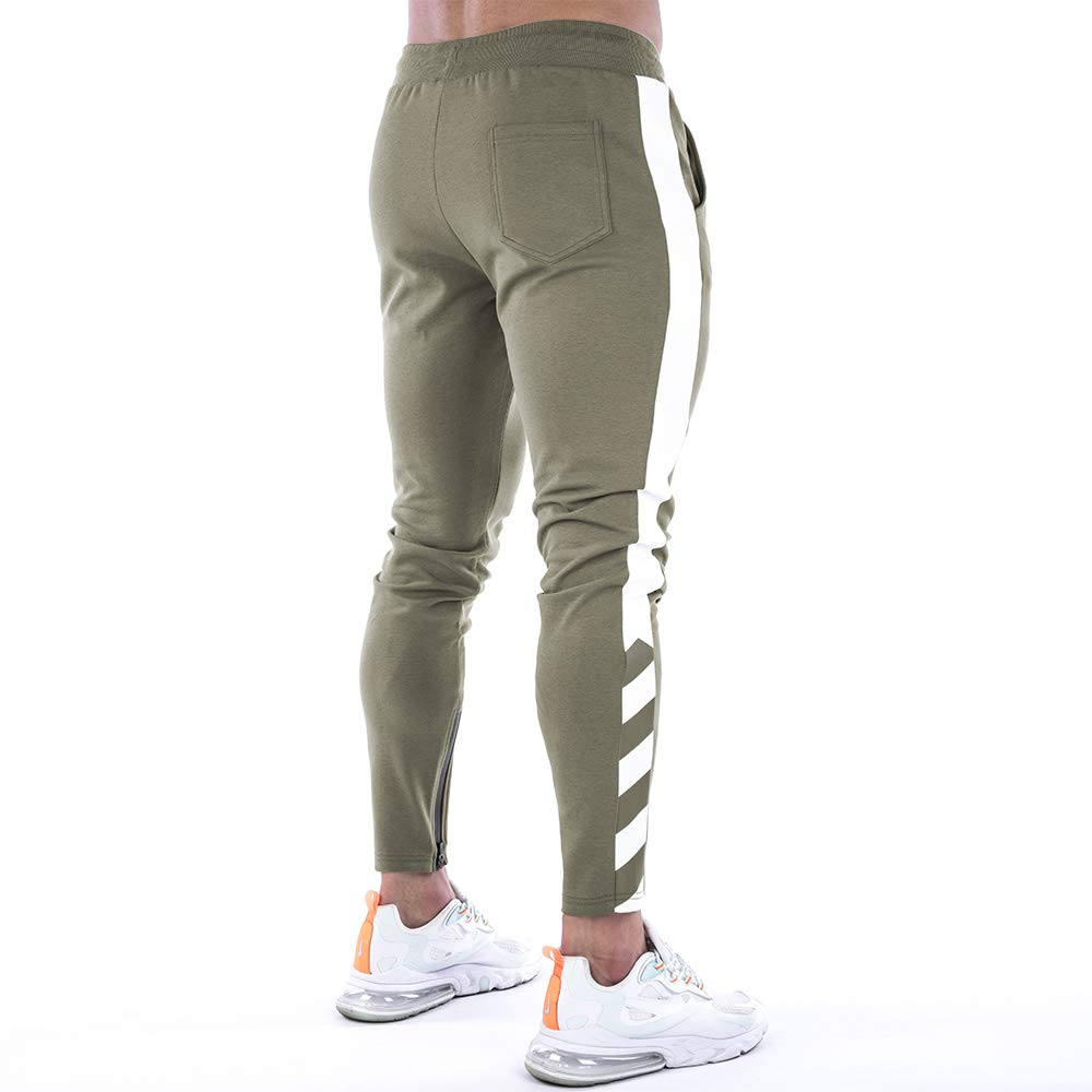 GANSANRO Men's Slim Fit Workout Running Pants, Joggers Sweatpants for Men with Pockets Army Green