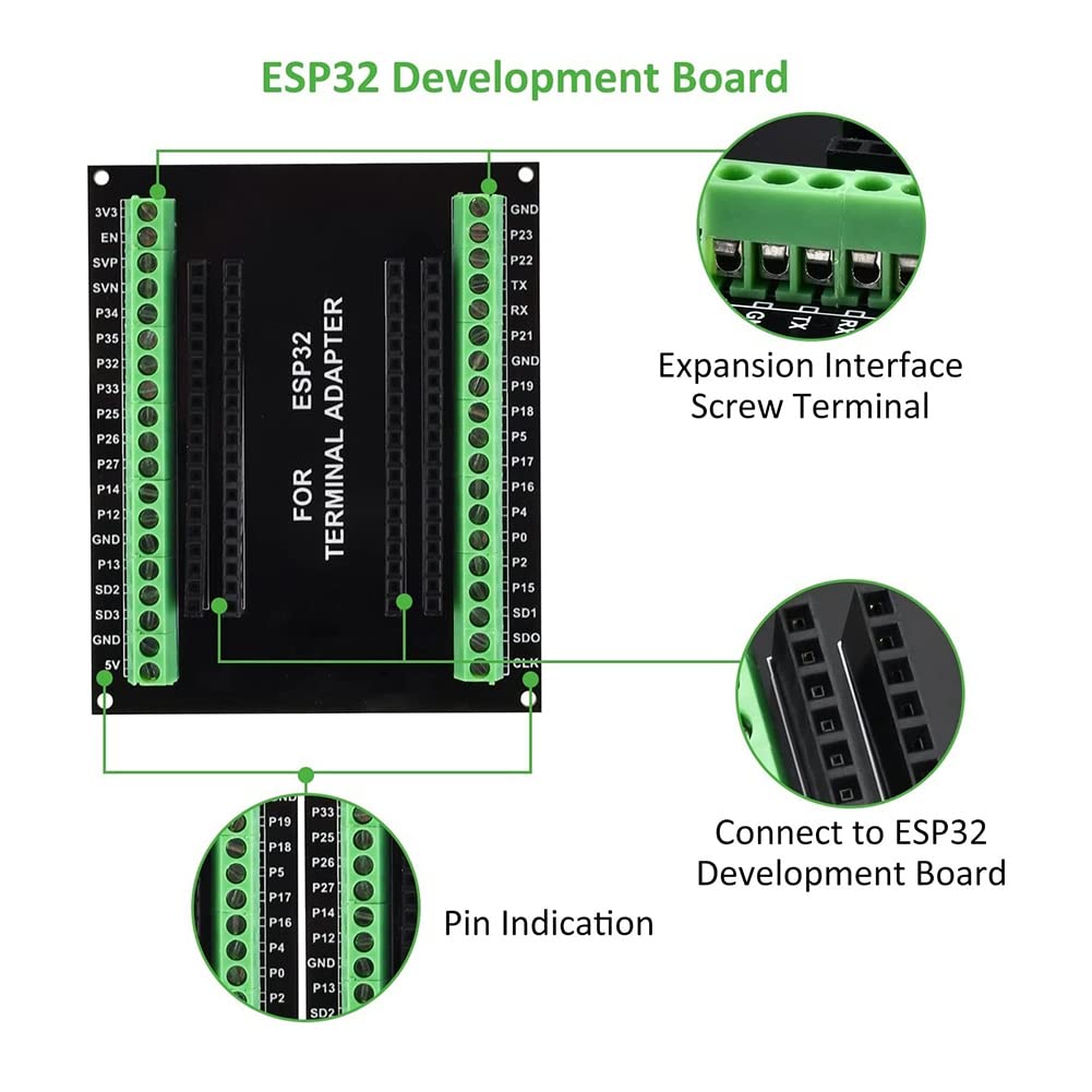 Lyzeous ESP32 Breakout Board GPIO 1 Into 2 Compatible with NodeMCU-32S Lua 38Pin GPIO Expansion Board