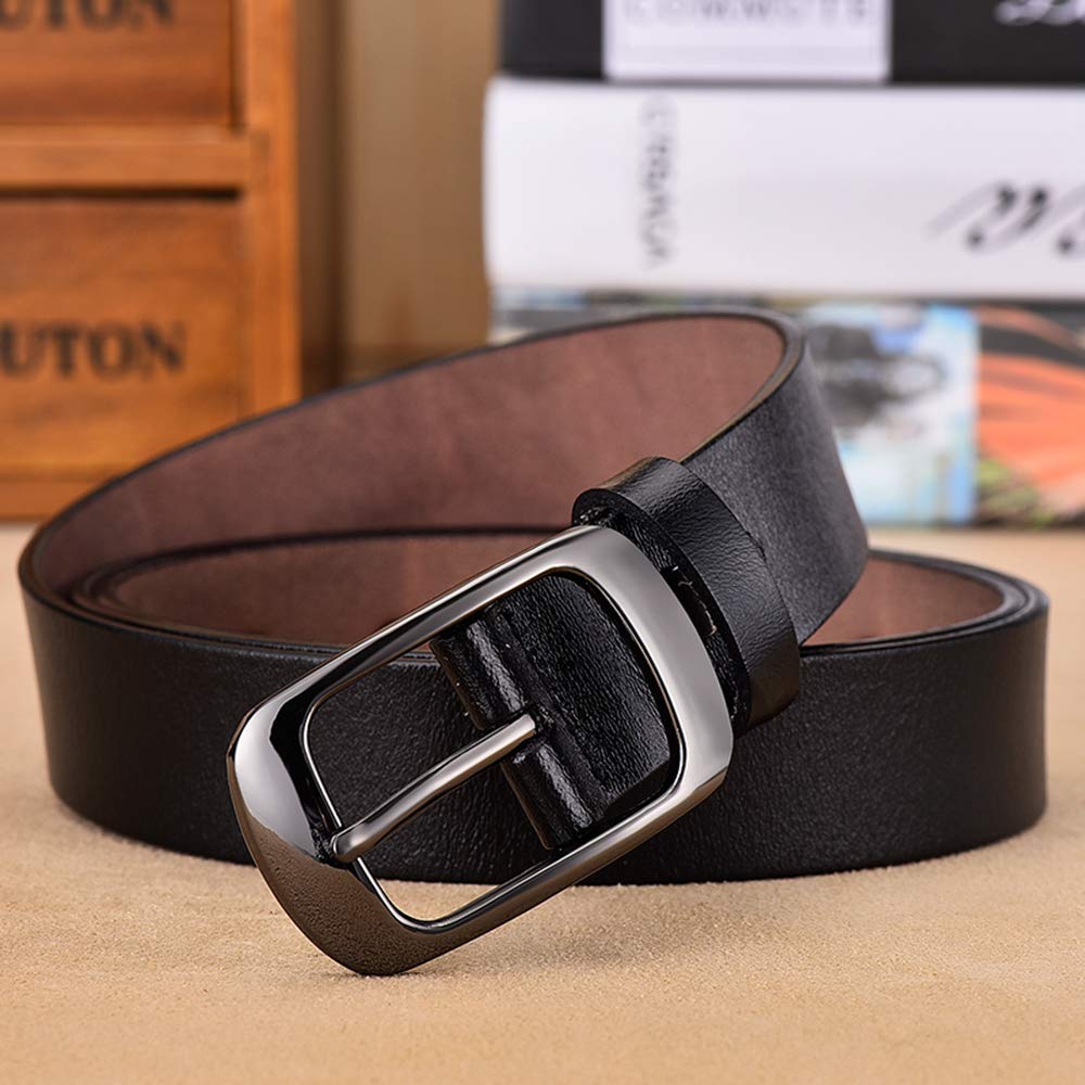 ESPOFY Women's Belt Genuine Leather Belt with Single Prong Alloy Buckle Black 43inch (110cm)