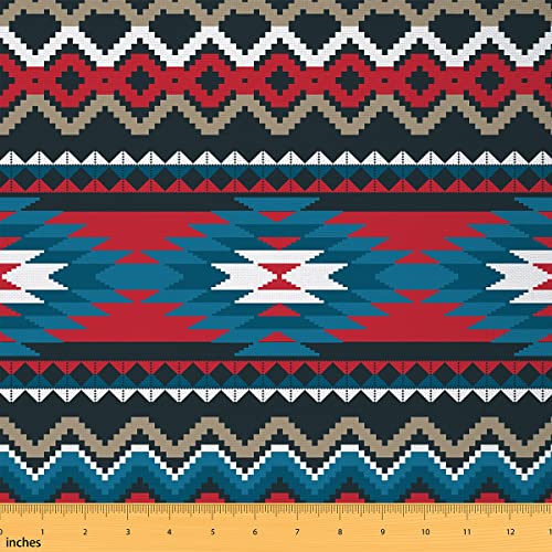 Tribal Upholstery Fabric for Chairs, Boho Stripe Geometric Fabric by The Yard, Aztec Line Decorative Fabric for Home DIY Projects, Retro Geometric Exotic Indoor Outdoor Fabric, 3 Yards