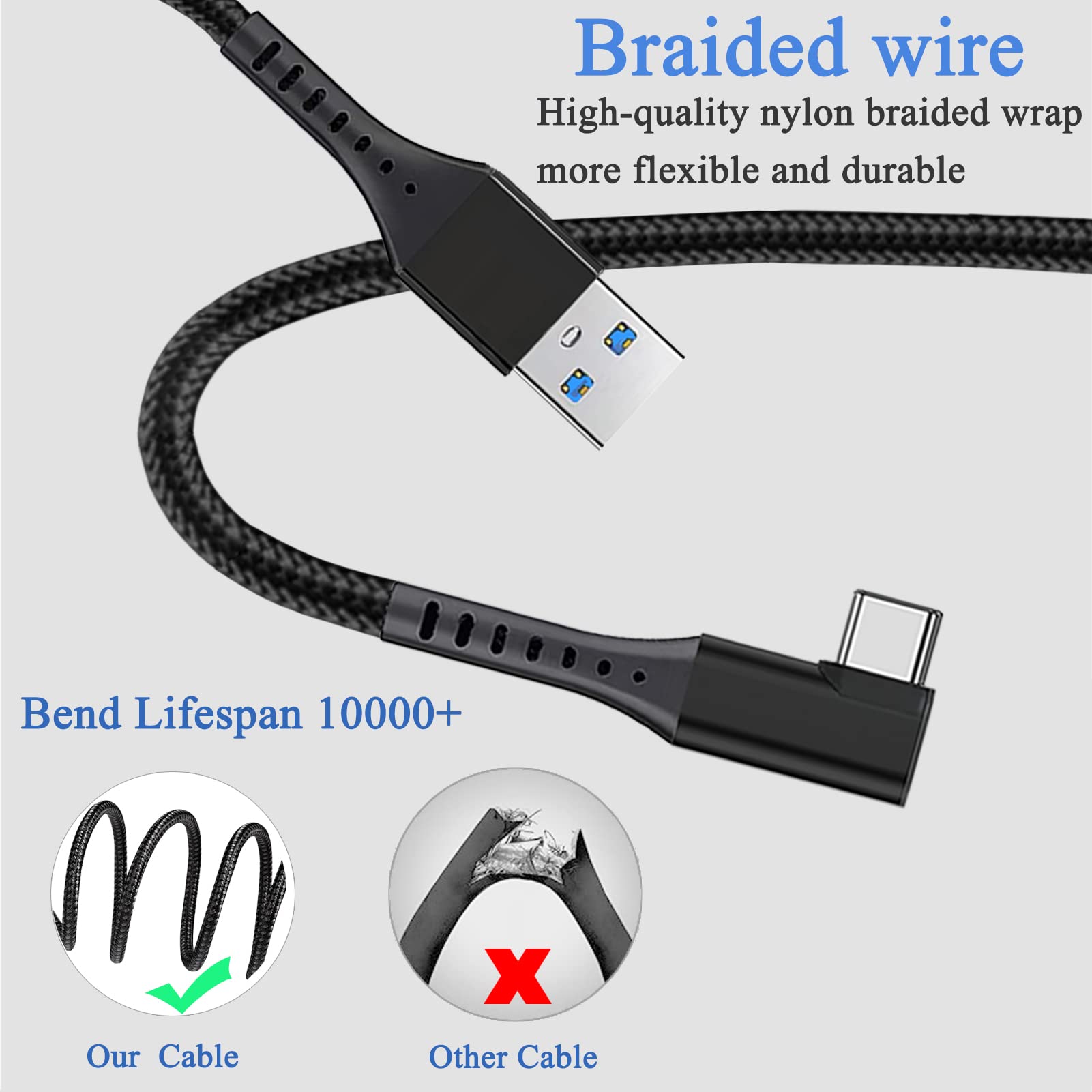 JAMYOK Link Cable 16 FT Compatible with Quest 2,VR Cable Compatible for Quest 2/1 Headset,USB 3.0 A to C,High Speed Data Transfer & Fast Charging,Durable Nylon Braided