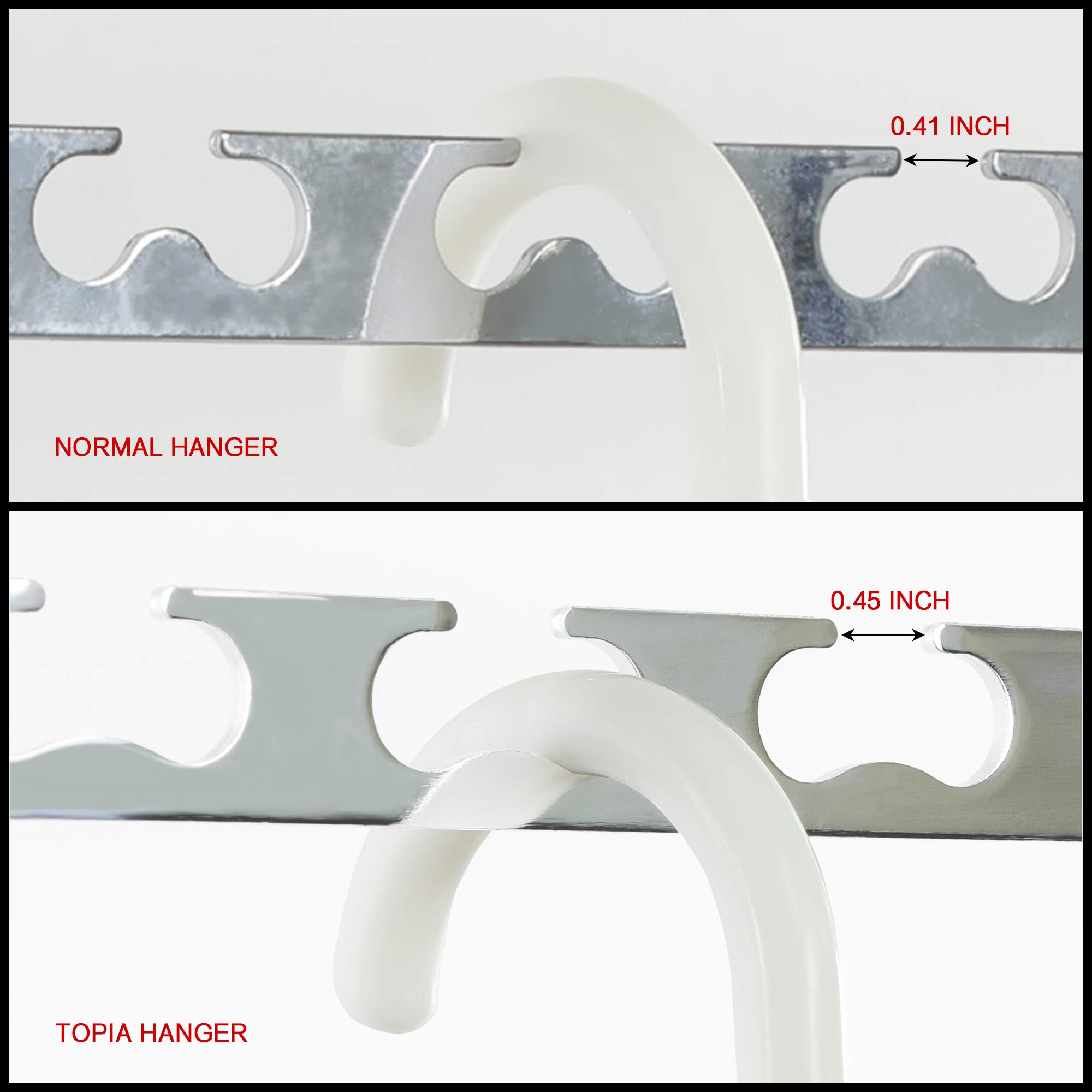 TOPIA HANGER Closet Hangers Space Saving, Heavy Duty Chrome Clothes Hanger Organizer, Multifunctional Hangers for Closet with Wider Wavy Slots and Hooks 4pcs, CT11C