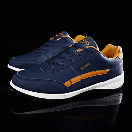 FASDNENDYS Men Wedge Heel Soft Sole Soft Sole Round Toe Breathable Running Western Shoes Sneaker Rack for Men Door Dark Blue