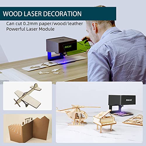 Phezer DJ6 Laser Engraving Machine for Beginners, 2.12lb Portable 3W Output Laser Engraver Logo Marker DIY Handcraft Kits for Wood Bamboo Coated-Metal Leather Paper Acrylic (3.15β X 3.15β Work Area)