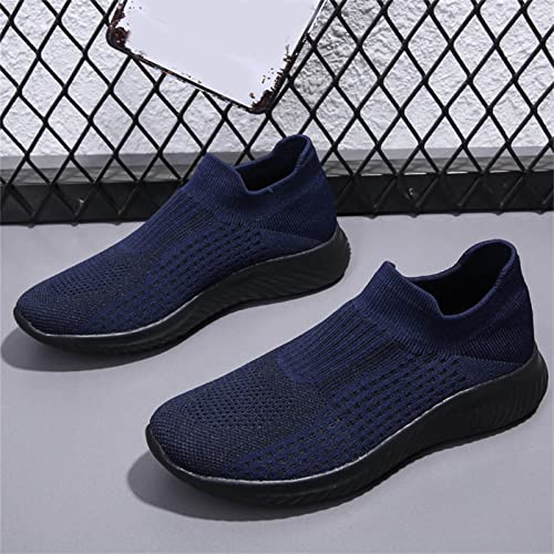 FASDNENDYS Men Solid Color Mesh Casual Shoes Comfortable Breathable Soft Sole Mens Sneaker Slippers Size 14 Dark Blue