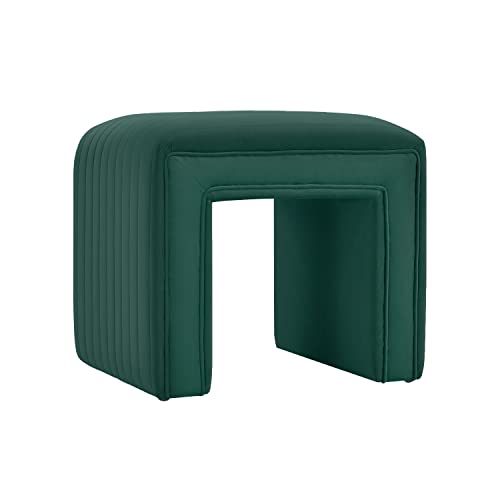Get Set Style Velvet Ottoman, Vanity Stool Chair Modern Velvet Ottoman Footstool with Wood Legs Sofa Bench Extra Seating for Makeup Room,Living Room, Entryway(Fully Assembled)