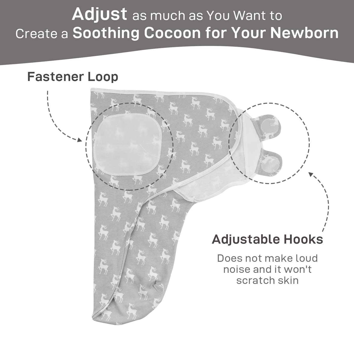 ZIGJOY Swaddle Blanket Cotton Knit Baby Wrap 3-6 Months, 0.5 Tog Newborn Wearable Swaddle Sleep Sacks,Adjustable 2 Pack Infant Sleep Sack for Baby Boy Girl(Star and Fawn)