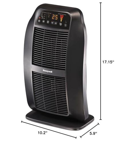 Honeywell HeatGenius Ceramic Heater, Black β Easy to Use Space Heater with Multi-Directional Heating, Digital Controls and Programmable Thermostat