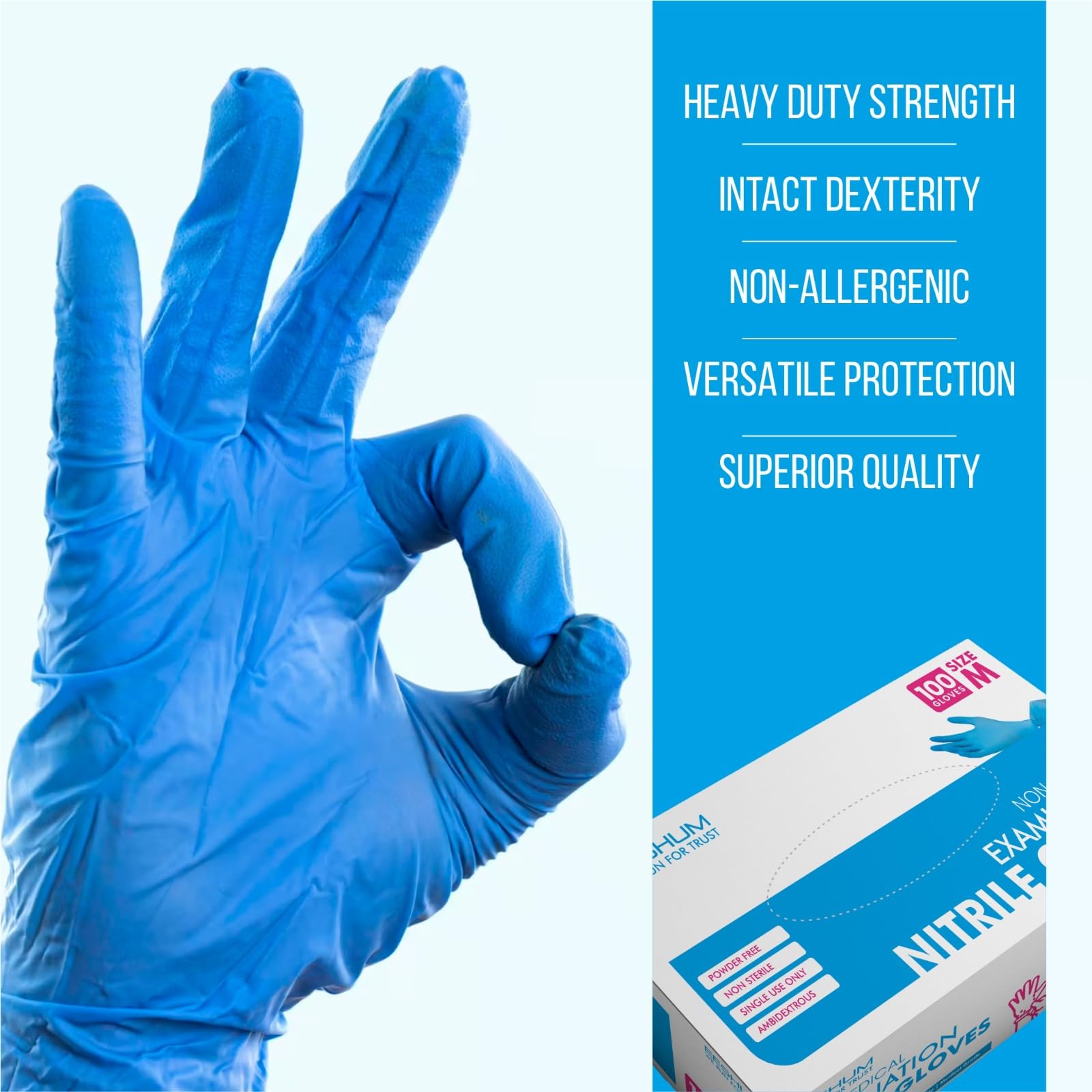 Eeshum Nitrile Gloves, 4mil-100 Count, Gloves Disposable Latex Free, Disposable Gloves for Household, Food safe (Large)