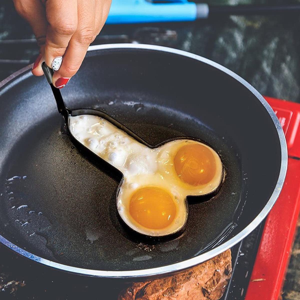 GUAGLL 2PCS Funny Egg Pancake Cooking Tool,Stainless Steel DIY Kitchen Egg Fried Mould with Handle (Shape A+B)