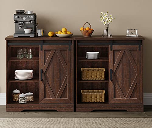 WAMPAT Buffets & Sideboards Buffet Table 2 in 1 Bar Cabinet with 2 Doors for Dining Room,Brown