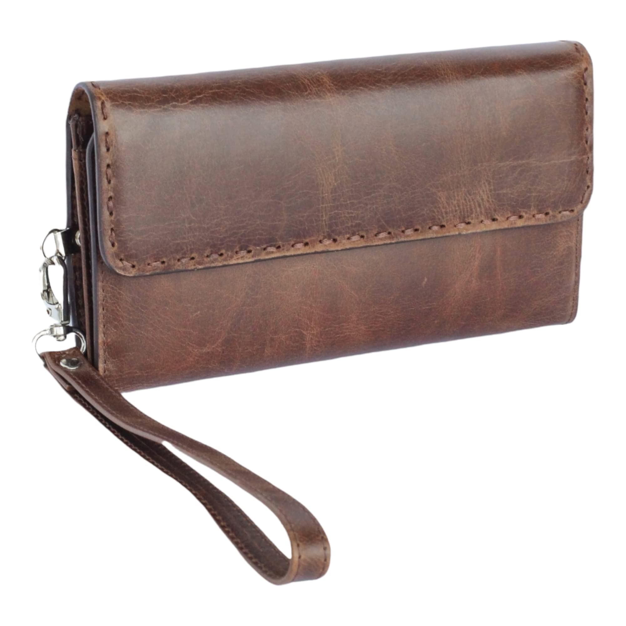 Genuine Leather Wallets for Women, Leather Wallet with Large Wristlet and Phone Holder, Women's Leather Wallet with Wristlet Strap