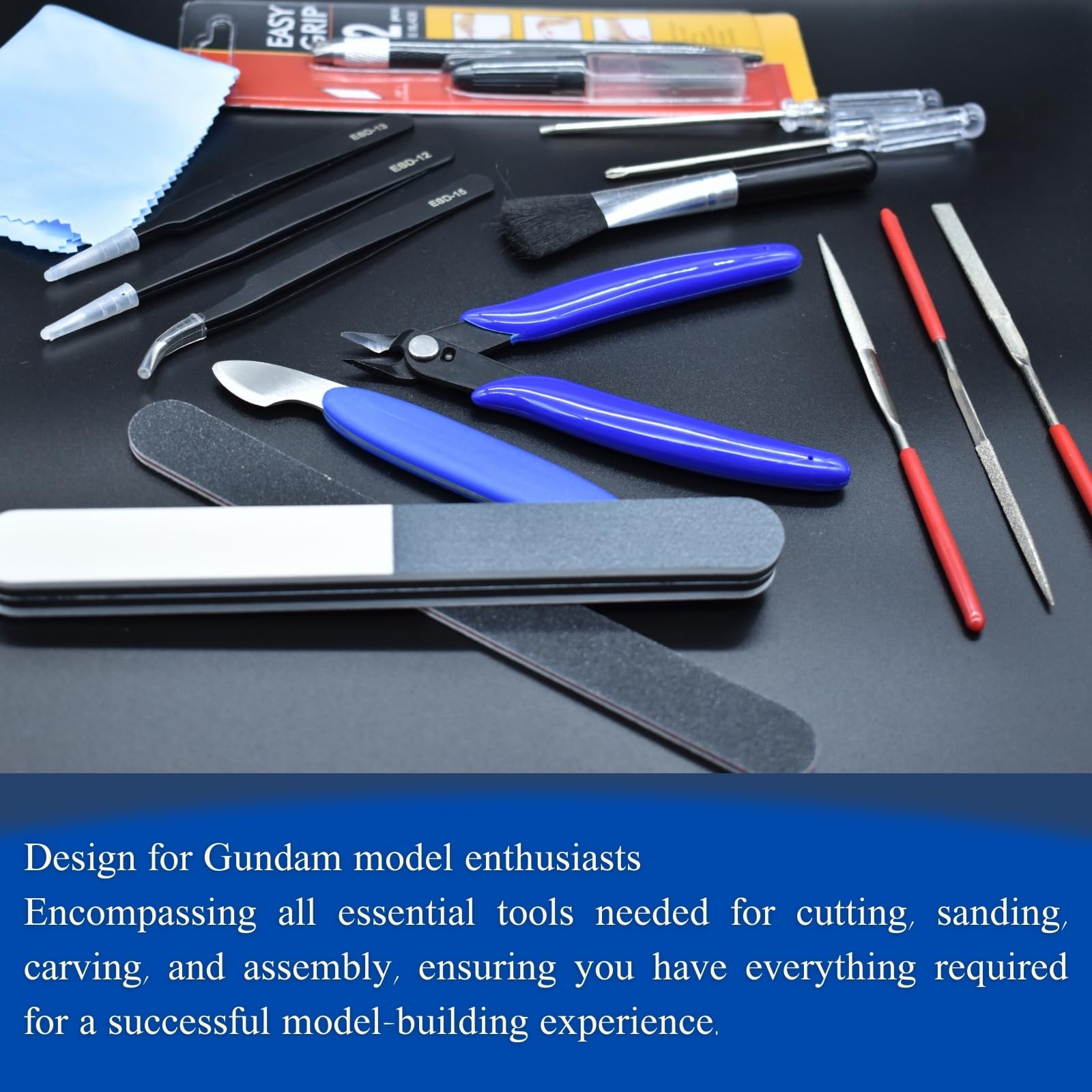 JUNYAOHSU Gundam Model Tool Kit, 28pcs Hobby Building Tool Set, Modeler Basic Tools Craft Set for Cars, Airplanes, Buildings, Gundam, Robots Models Repairing and Fixing