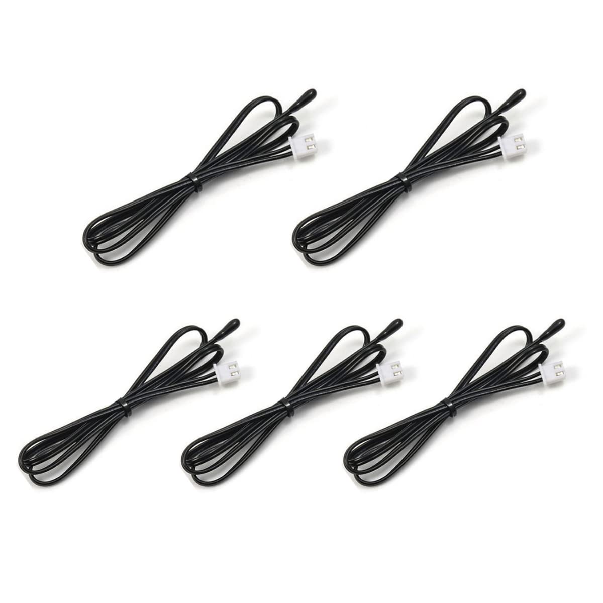 KOKISO 100K 3950 Ohm NTC Thermistor Temperature Sensor Probe,1% Precision Cable Length 1M with XH2.54-2P Plug for Air Conditioner (Pack of 5)