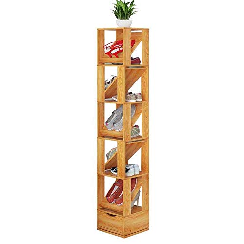 N/A Multifunctional 360 Degree Rotating Storage Rack Creative Wooden Shoes Cabinet Space-Saving Shoes Rack (Color : 3Layer)