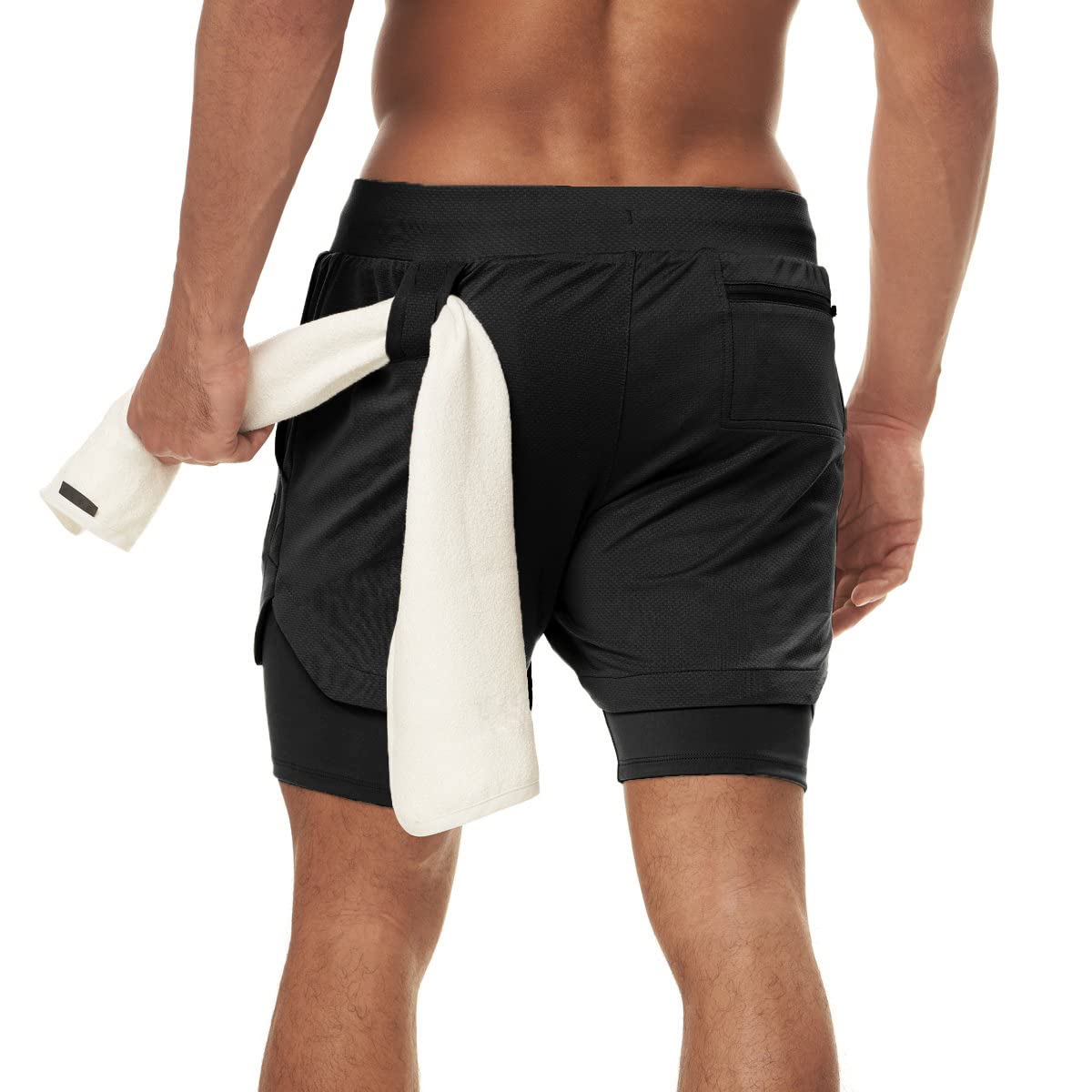 FLYFIREFLY Men's 2-in-1 Workout Running Shorts 7" Lightweight Gym Yoga Training Sport Short Pants