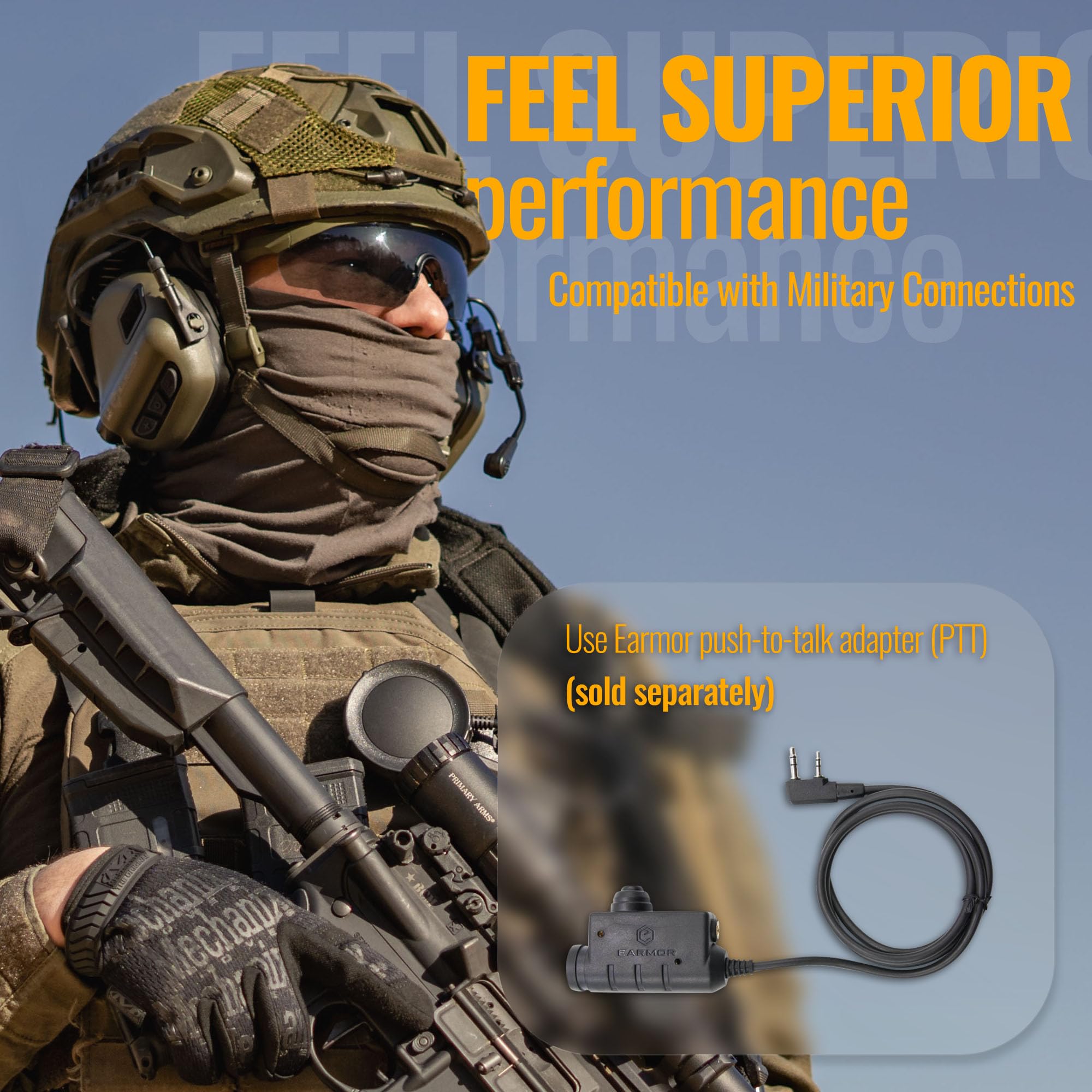 EARMOR M32 Tactical Headset Hunting & Shooting Earmuffs with Microphone, Sound Amplification, Nato TP120 Jacket, Green