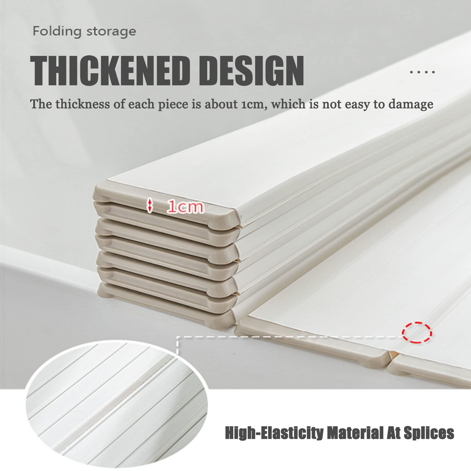 Insulation Bathtub Cover, Folding Waterproof Polypropylene Shutter Bath Lid Bath Tub Tray, 1cm Thickness Dustproof Board for Milk Baths Spa, Bearing 10kg (Color : White, Size : 140cmx75cmx1c