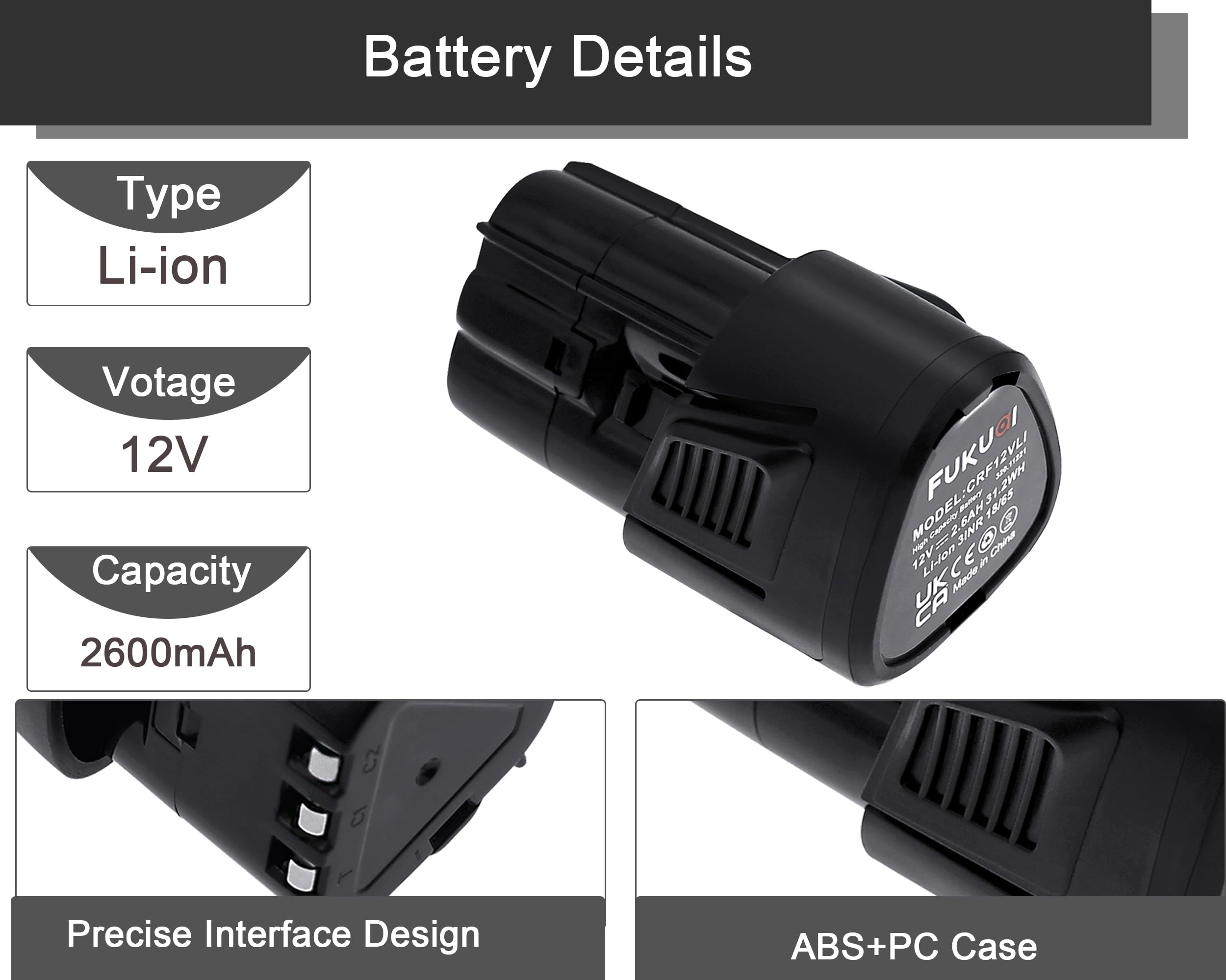 Fukuai 12V 2600mAh Replacement Battery for Craftsman Nextec 12 Volt Lithium Ion Battery, Power Tools Battery for Craftsman Nextec 9-11221 11221,fits Part Number 320.11221
