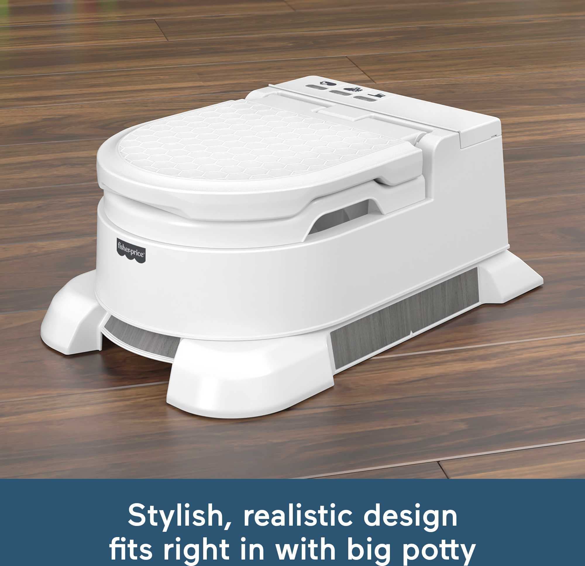 Fisher-Price Home Decor 4-in-1 Potty β Realistic Infant to Toddler Training Toilet and stepstool with Removable Potty Ring