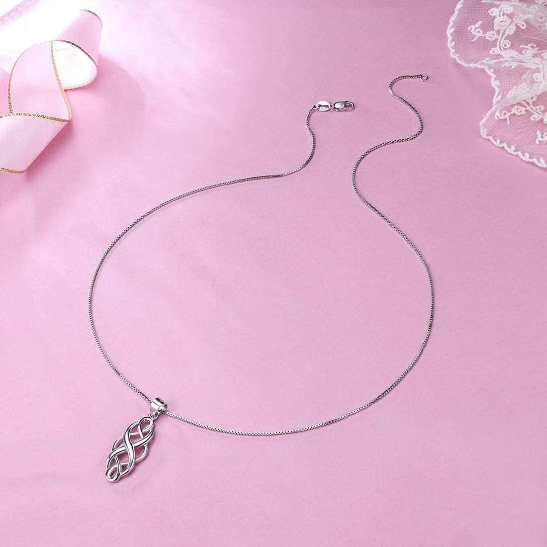 GDDX 925 Sterling Silver Good Luck Polished Celtic Knot Cross Pendant Necklace for Womens (Long Silver)