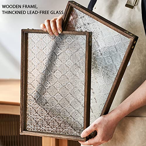 Serving Food Trays - 2 Pack Wood Trays for Serving Food - Food Trays Party Serving Trays and Platters for Breakfast, Coffee/Tea Table