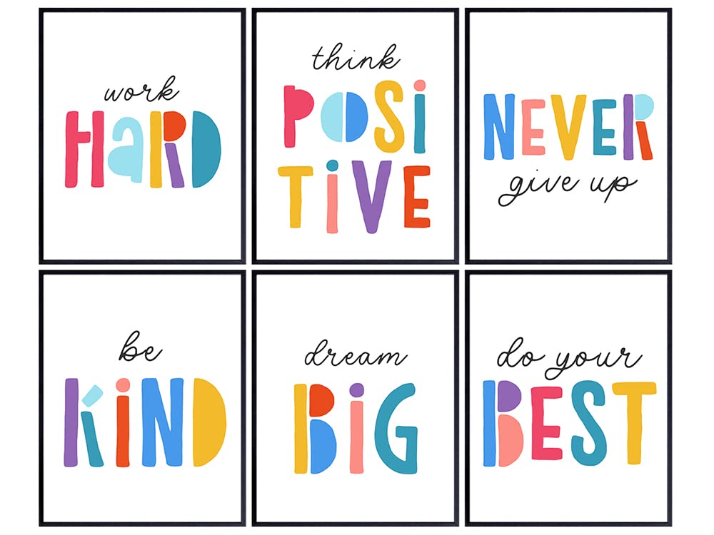 Kids Room Decor Motivational Quotes - Boys Room Decor - Girls Bedroom - Baby Nursery Decor - Inspirational Wall Art Posters - Classroom Decor - Positive Quotes Sayings - Family Wall Decor - Be Kind