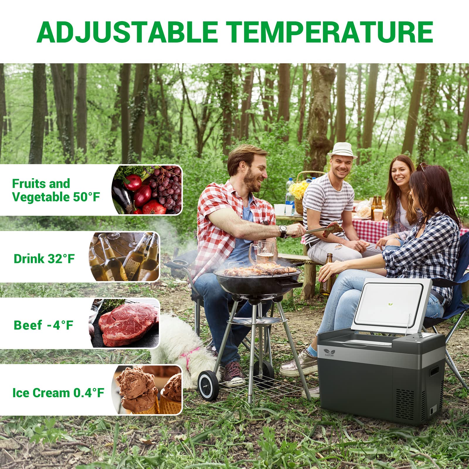 F40C4TMP Portable Refrigerator, 30 Quart (28L) 12 Volt Freezer, (-7.6℉~50℉) Compressor Fridge For Car with 12/24V DC & 110V AC, Suitable For Van, Truck, Vehicles, RV, Road Trip, Camping, Outdoor, Home