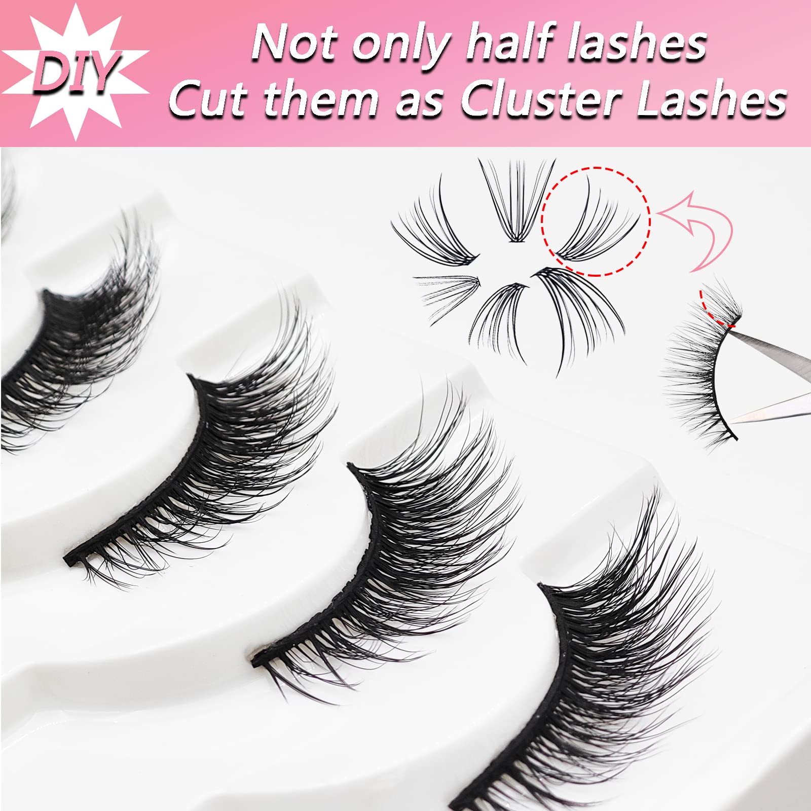 False Eyelashes Half Lashes Natural Look Cat Eye Lashes Fluffy 3D Faux Mink Lashes Wispy 12MM Fake Eyelashes 10 Pairs Pack (S38), by Kmilro