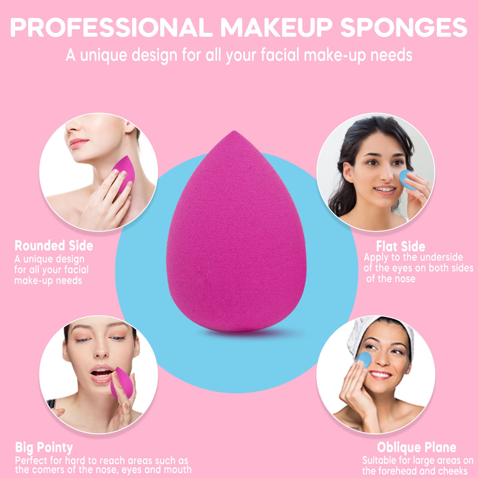 Korintin Makeup Sponge Set, 10PCS Multi-color Makeup Blender Sponge Set, Washable Non Latex Foundation Sponge, Use Dry and Wet Both - Beauty Sponge for Powder, Liquid, and Cream Products